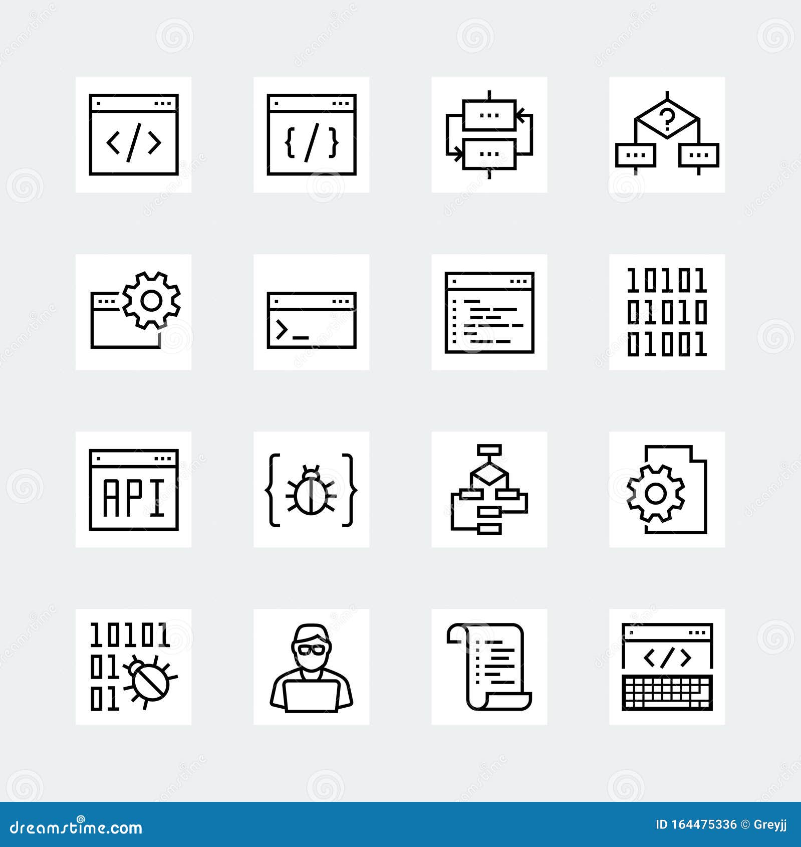 Programming And Coding Icons Stock Vector Illustration Of Language Code 164475336