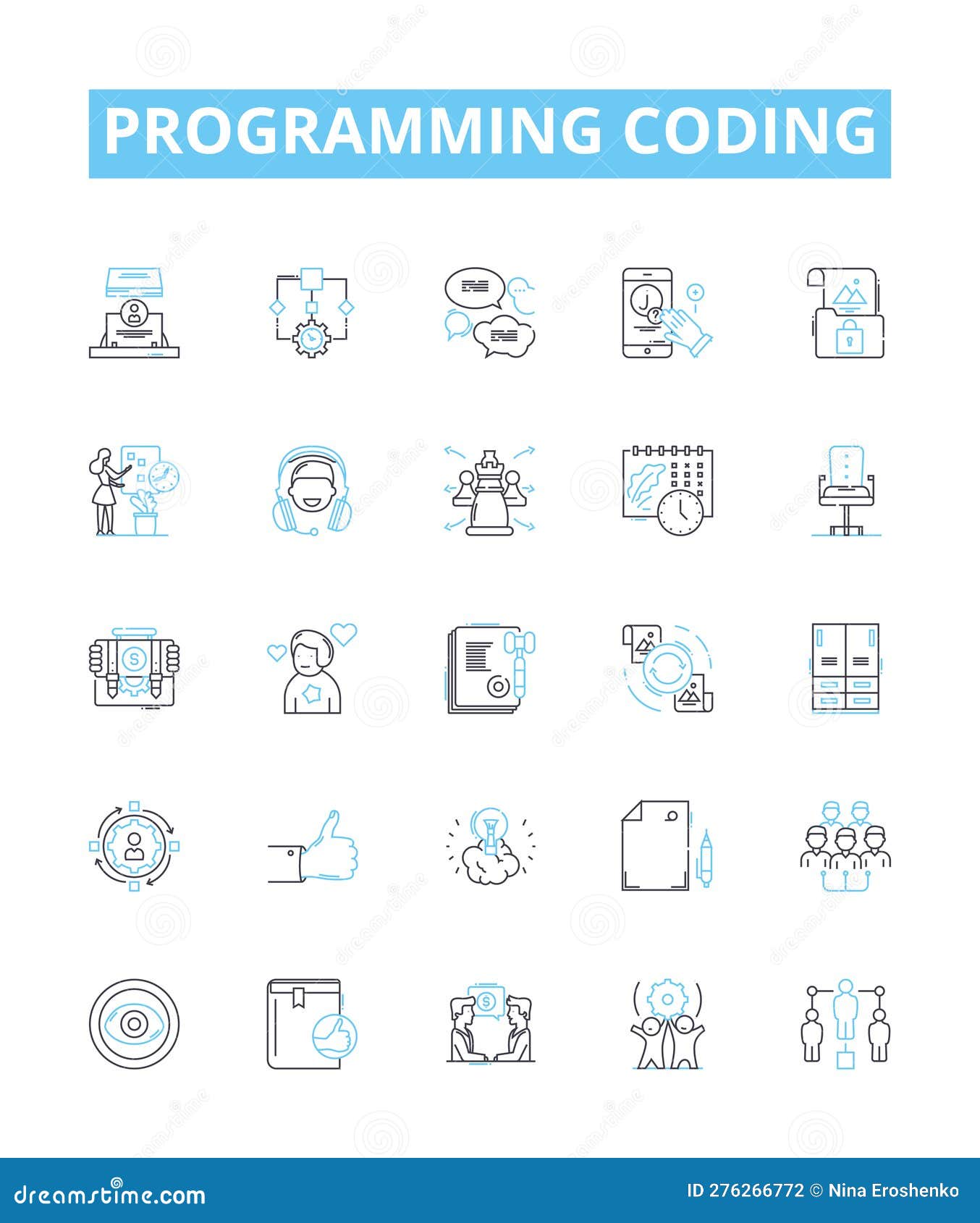 Programming Coding Vector Line Icons Set Programming Coding Scripting Coding Language