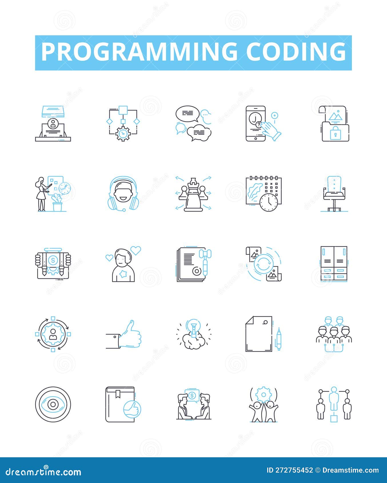 Programming Coding Vector Line Icons Set Programming Coding Scripting Coding Language