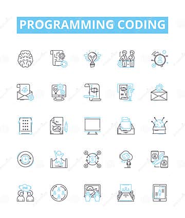 Programming Coding Vector Line Icons Set. Programming, Coding, Scripting, Coding Language ...