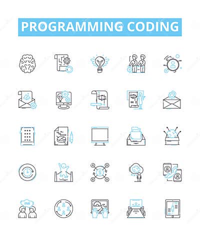 Programming Coding Vector Line Icons Set. Programming, Coding ...