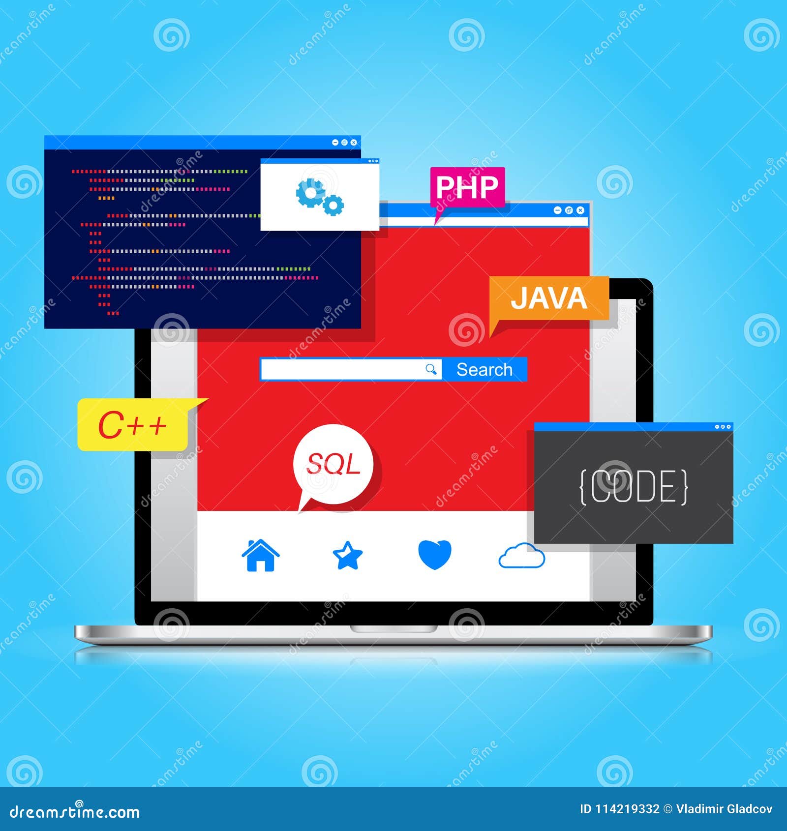 Programming and Coding, Web Design Stock Vector - Illustration of banner, developer: 114219332