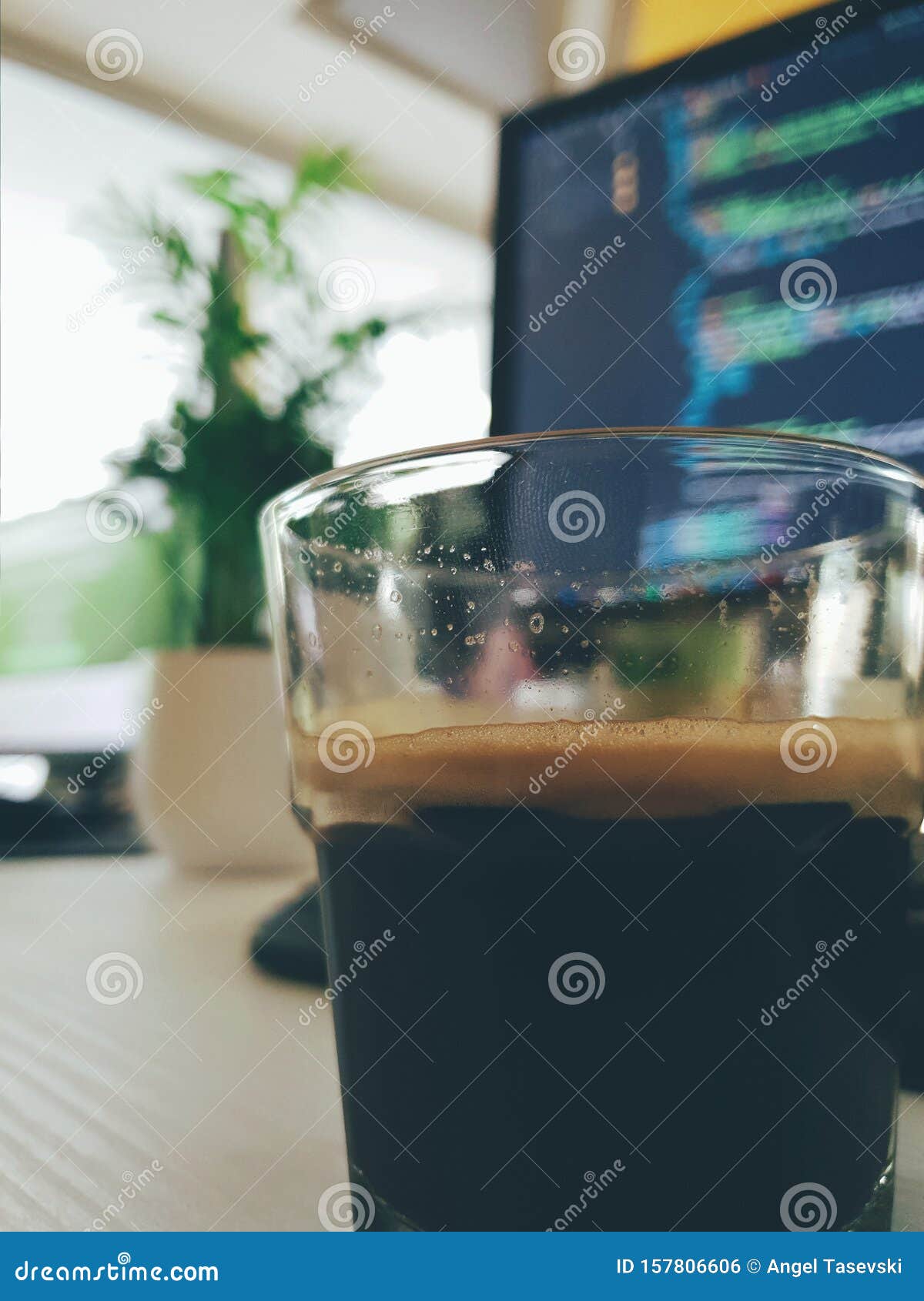 Programming with coffee. stock photo. Image of coffee - 157806606