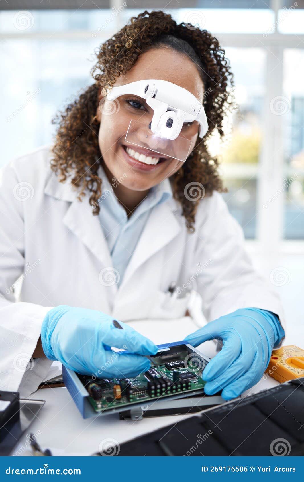 Programming, Computer Hardware and Portrait of Black Woman with ...