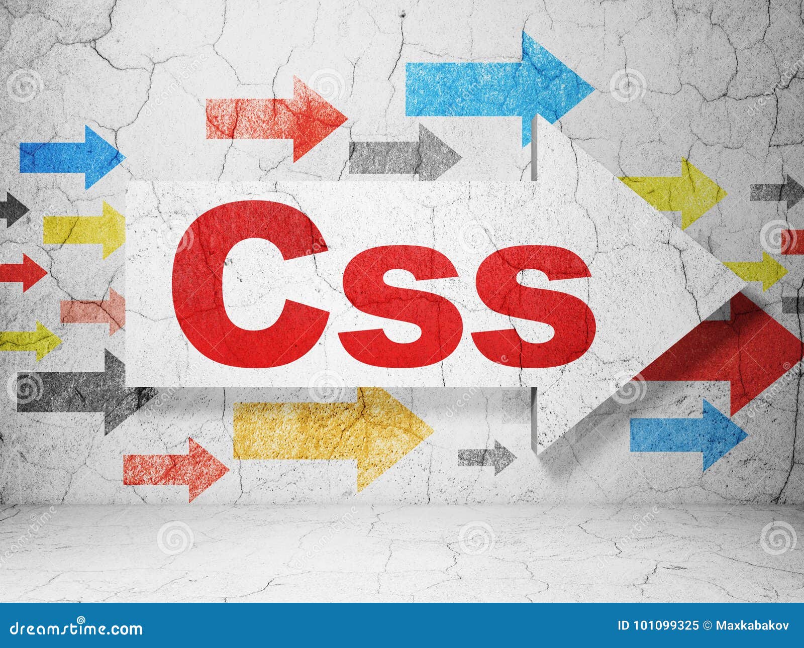 Programming Concept: Arrow with Css on Grunge Wall Background Stock ...