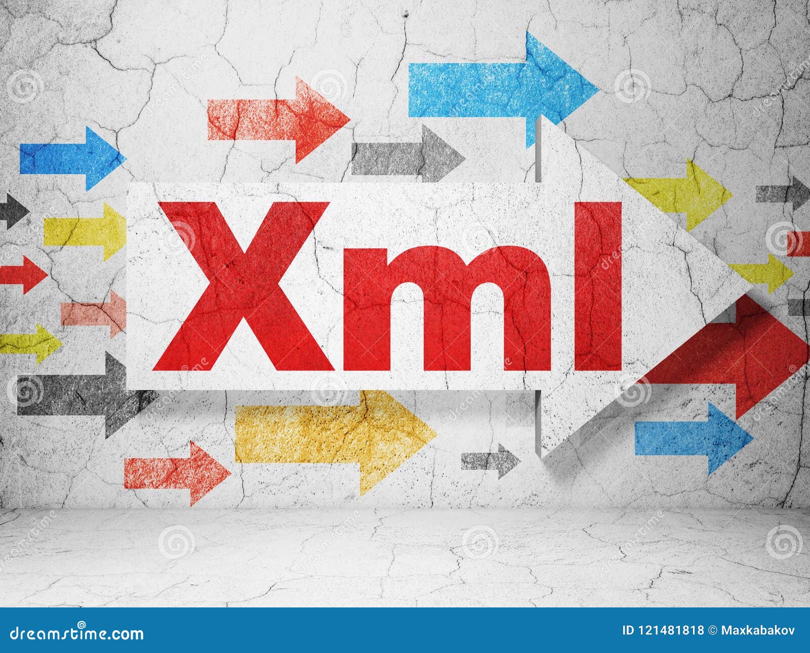 Programming Concept: Arrow with Xml on Grunge Wall Background Stock ...