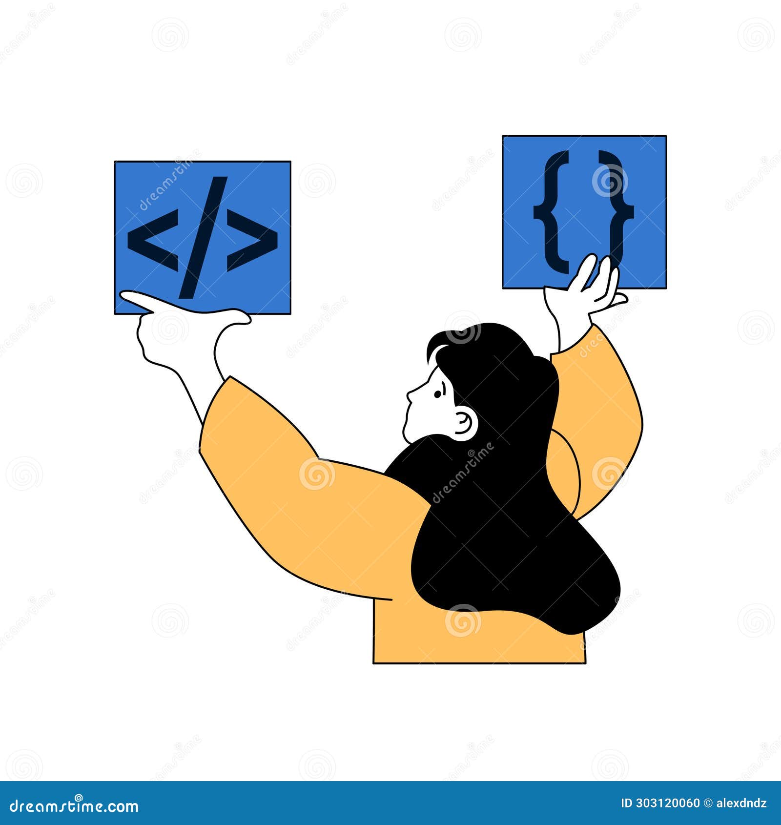 Programming Concept with Cartoon People in Flat Design for Web. Vector ...