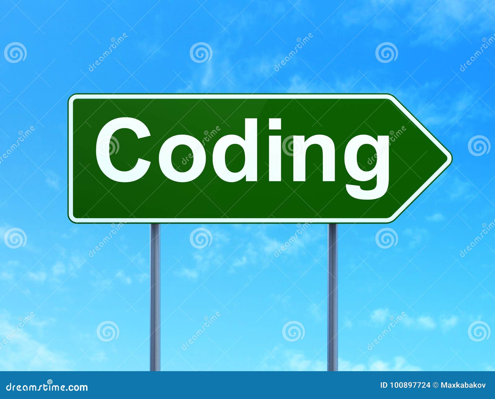 Programming Concept: Coding on Road Sign Background Stock Illustration ...