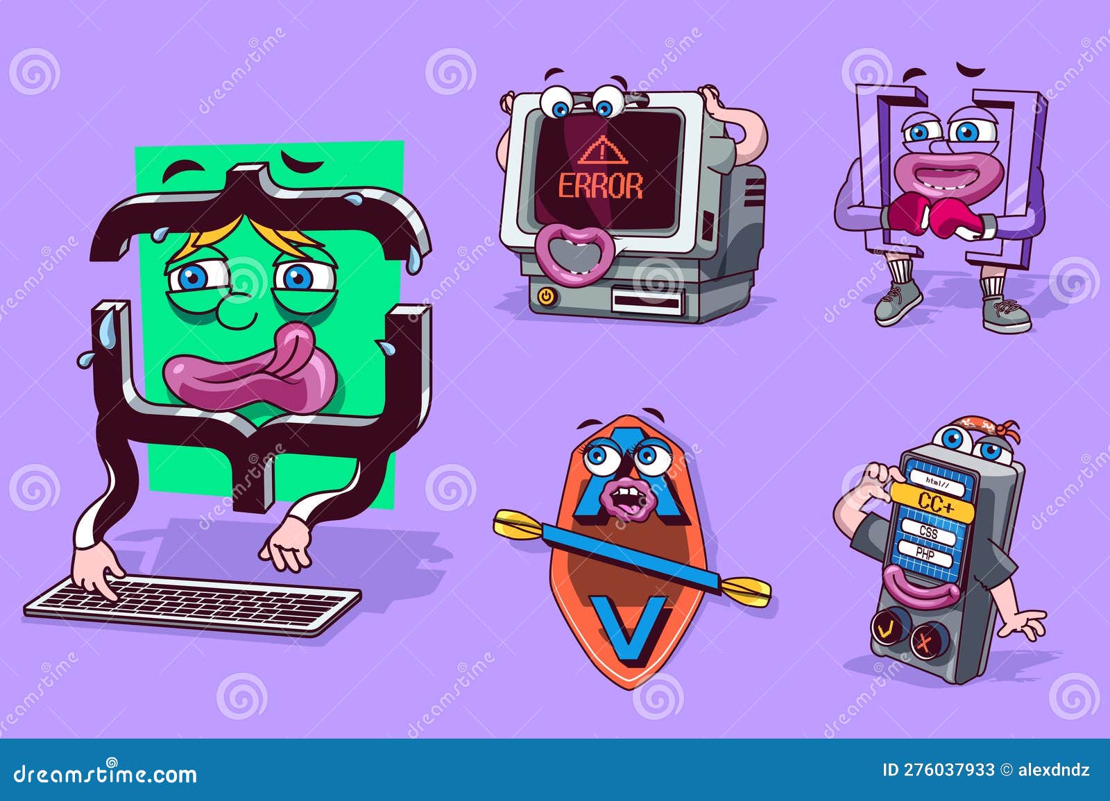 Programming Concept with 3d Cute Cartoon Characters Set. Vector ...