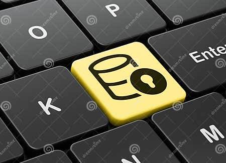 Programming Concept: Database with Lock on Computer Keyboard Background Stock Illustration ...