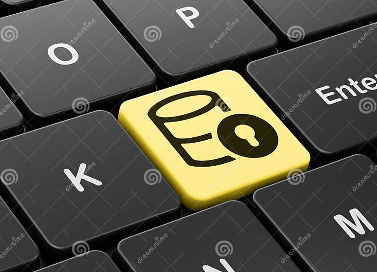 Programming Concept: Database with Lock on Computer Keyboard Background Stock Illustration ...