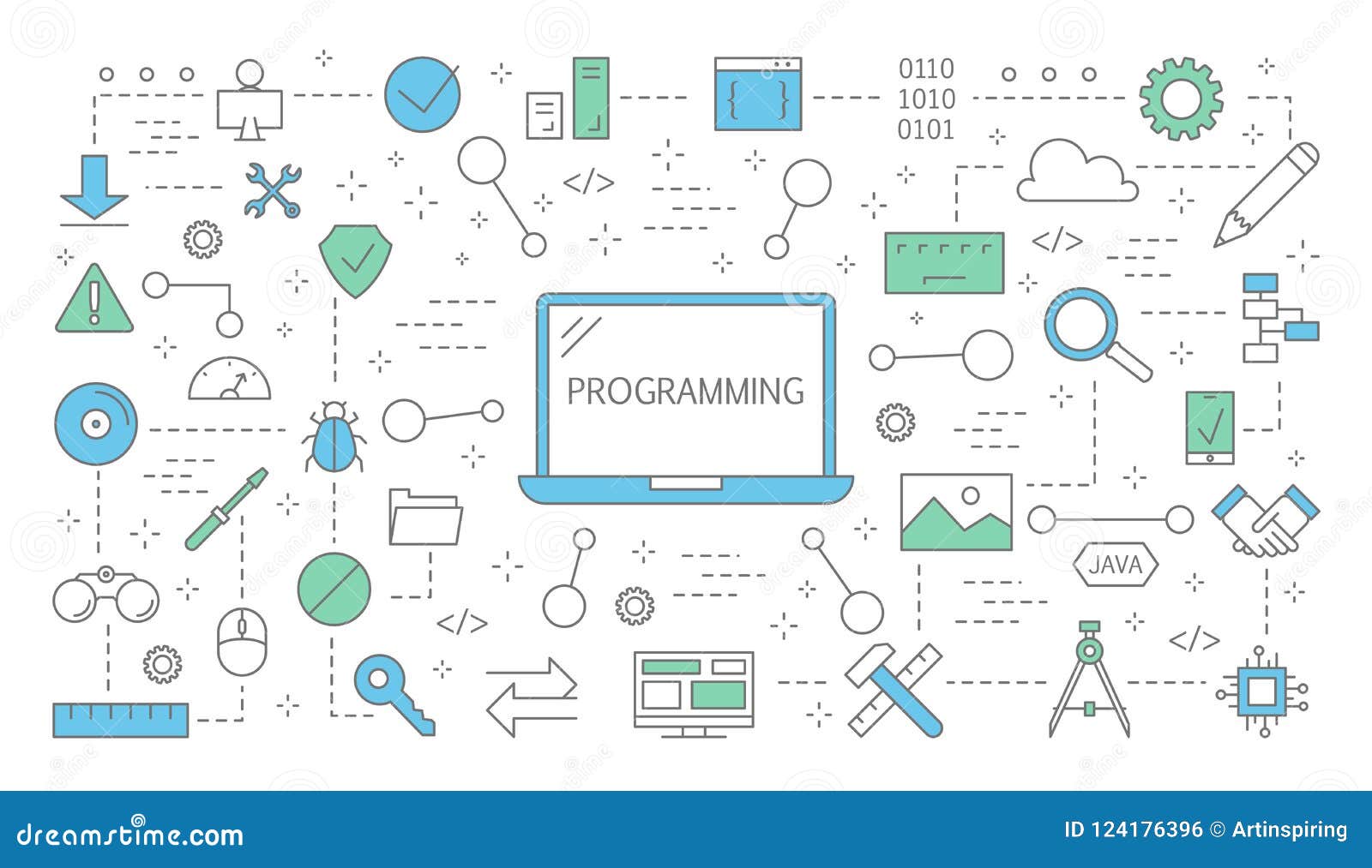 Programming Concept. Idea of Working on the Computer Stock Vector ...