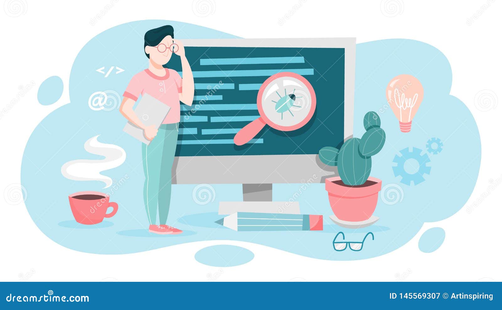 Programming Concept Idea Of Working On The Computer Stock Vector Illustration Of Future