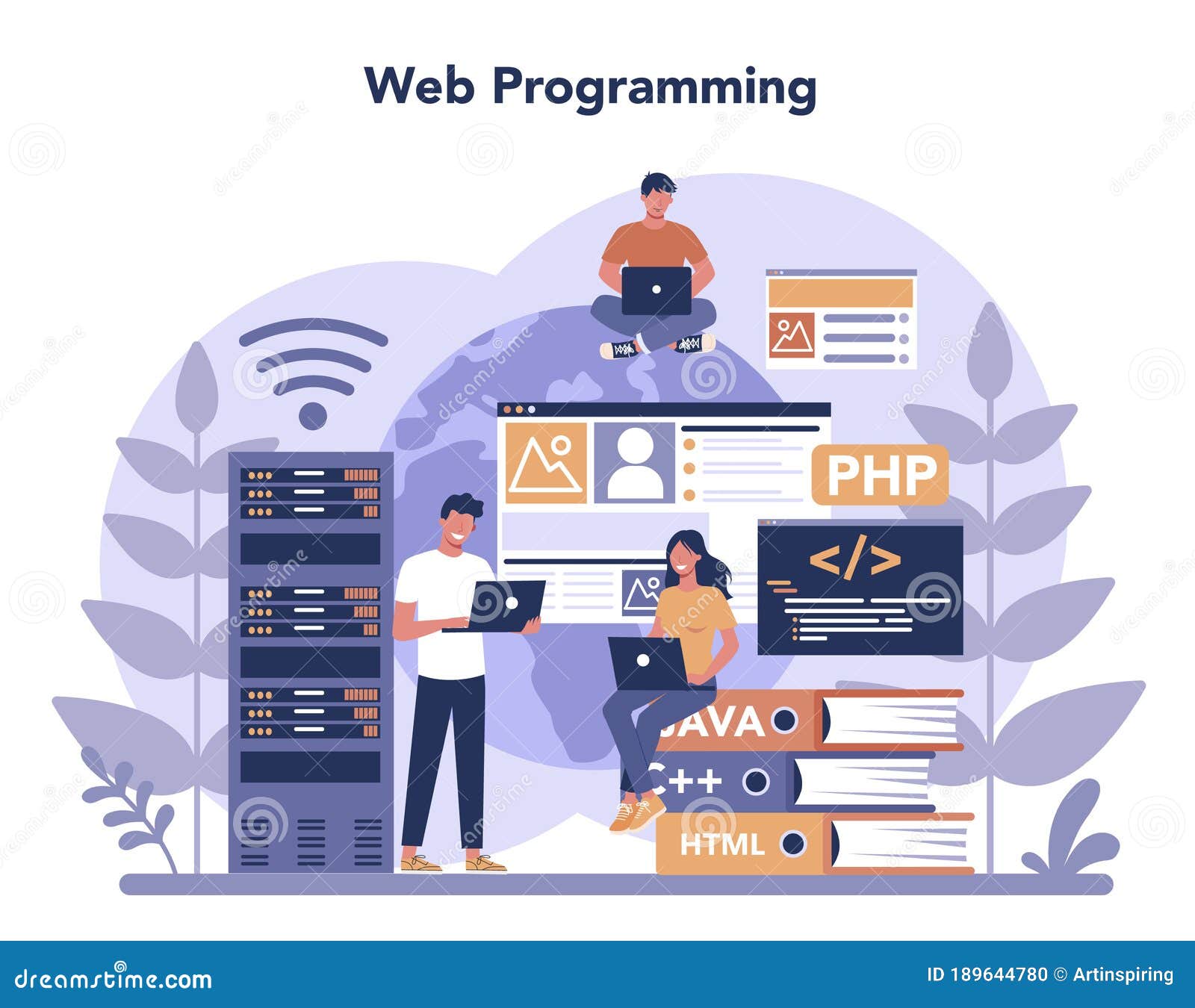 Programming Concept Idea Of Working On The Computer Coding Stock Vector Illustration Of