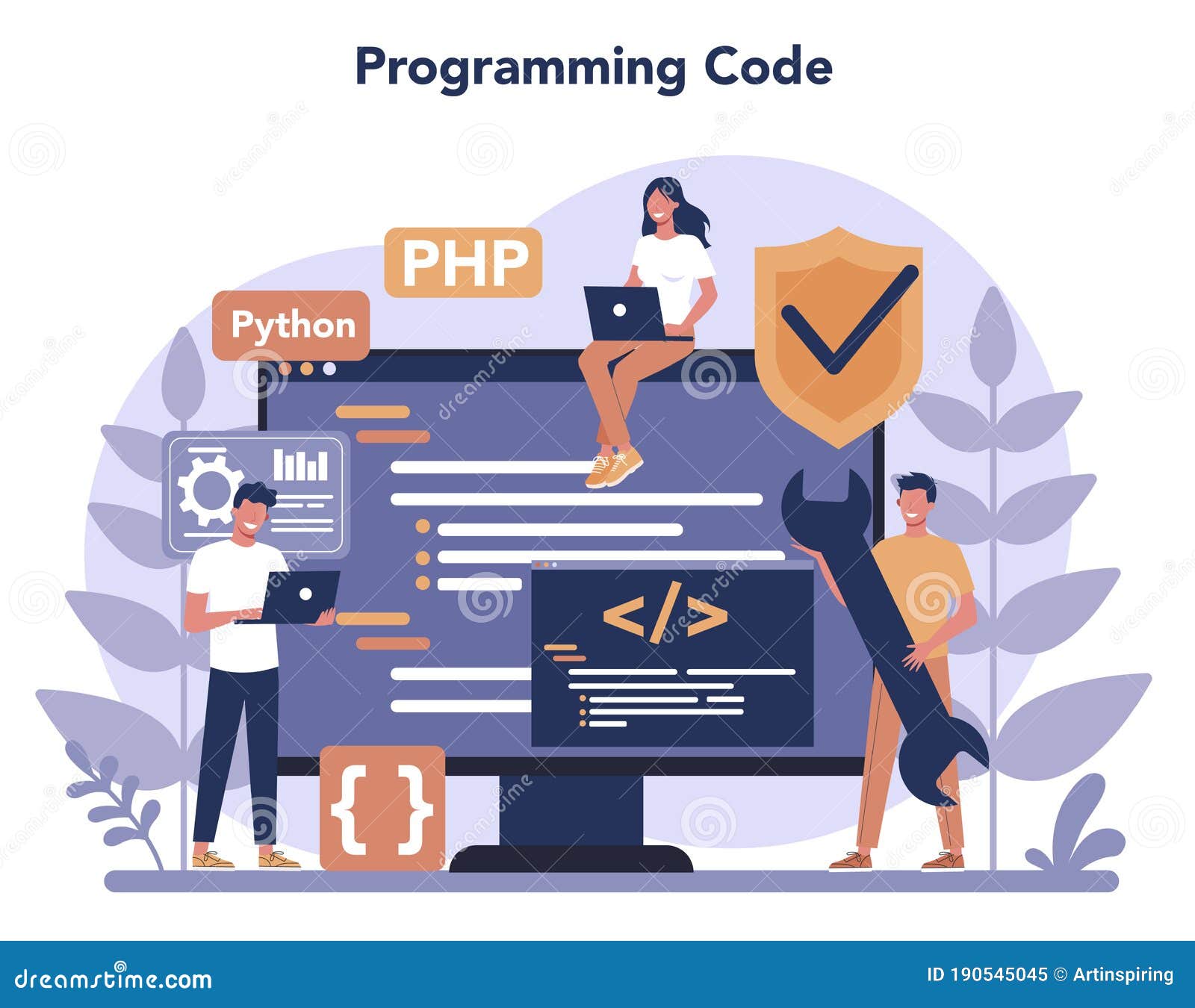Programming Concept. Idea of Working on the Computer, Coding, Stock ...