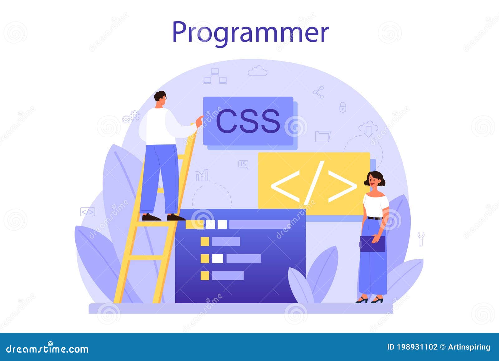Programming Concept Idea Of Working On The Computer Coding Testing Stock Vector