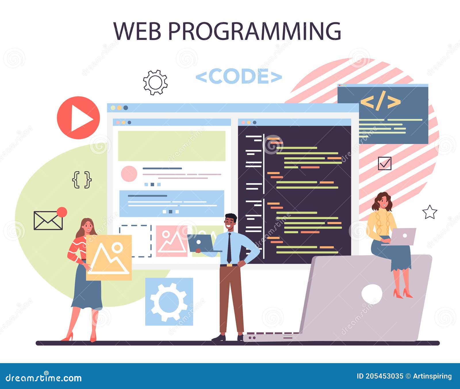 Programming Concept Idea Of Working On The Computer Stock Vector 6645