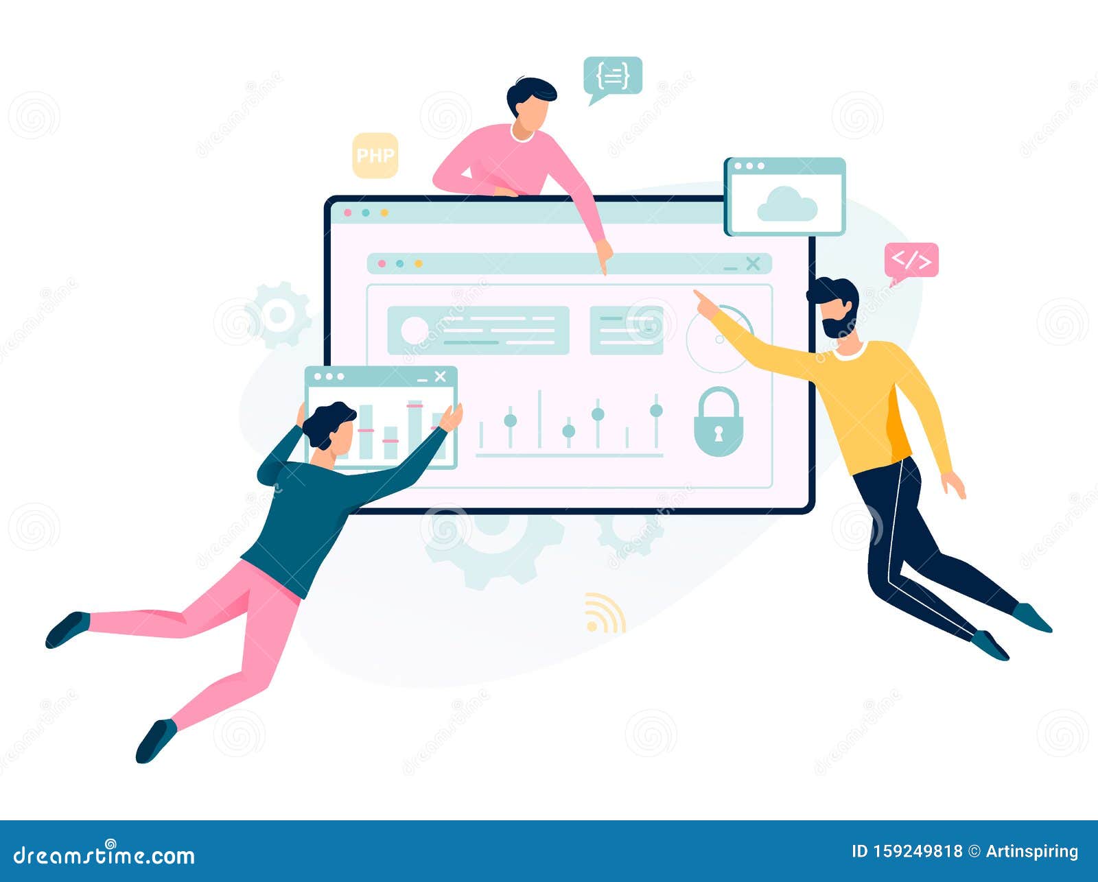 Programming Concept. Idea of Working on Computer Stock Vector ...