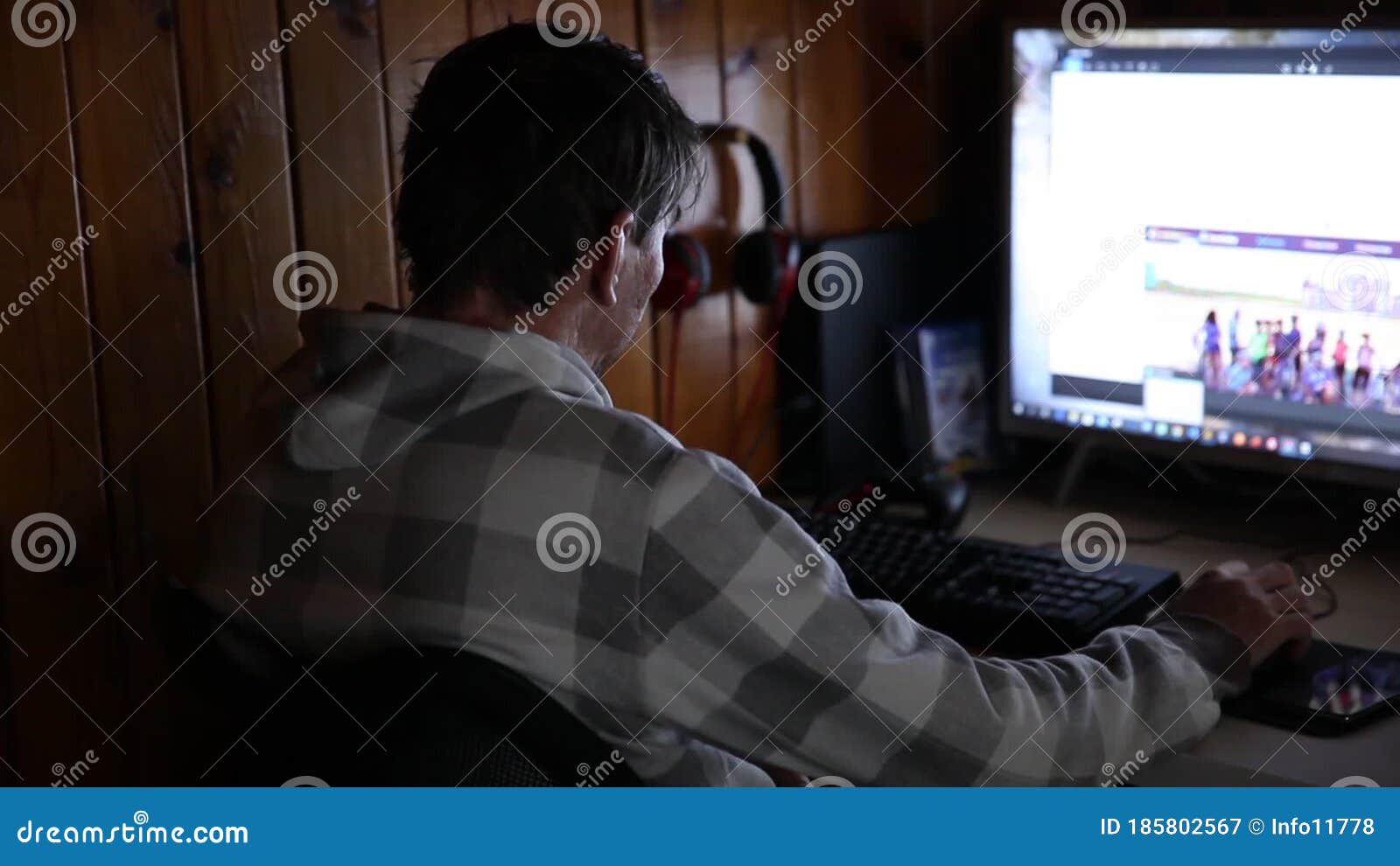 Programming Concept Man Programmer Working On Computer At Home Coding On Screen Writing Code