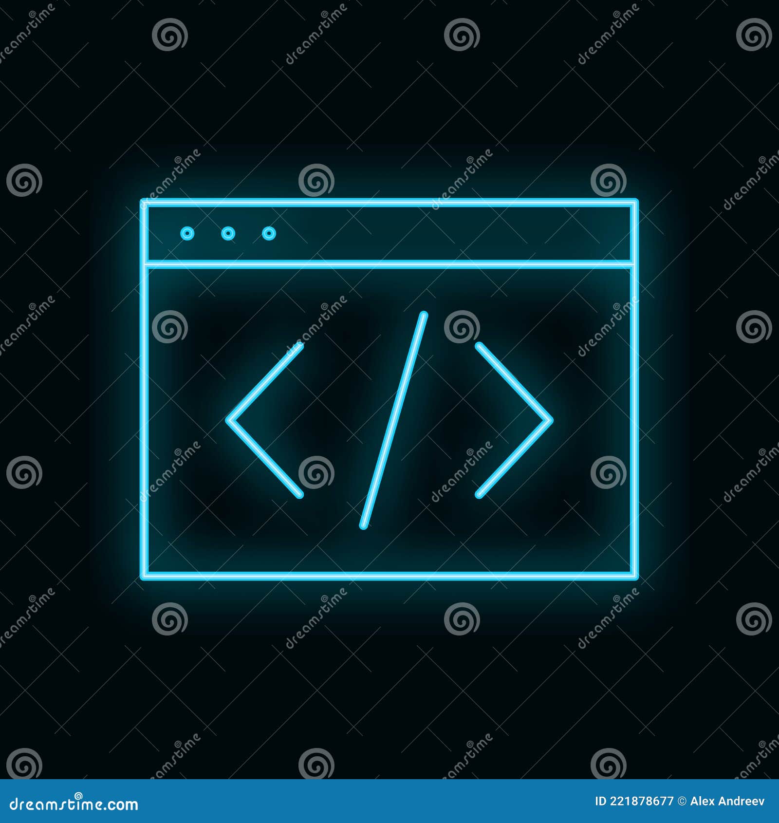Programming Concept Online Computer Icon Neon Glow Style, Remote Data Storage, Protect Info ...