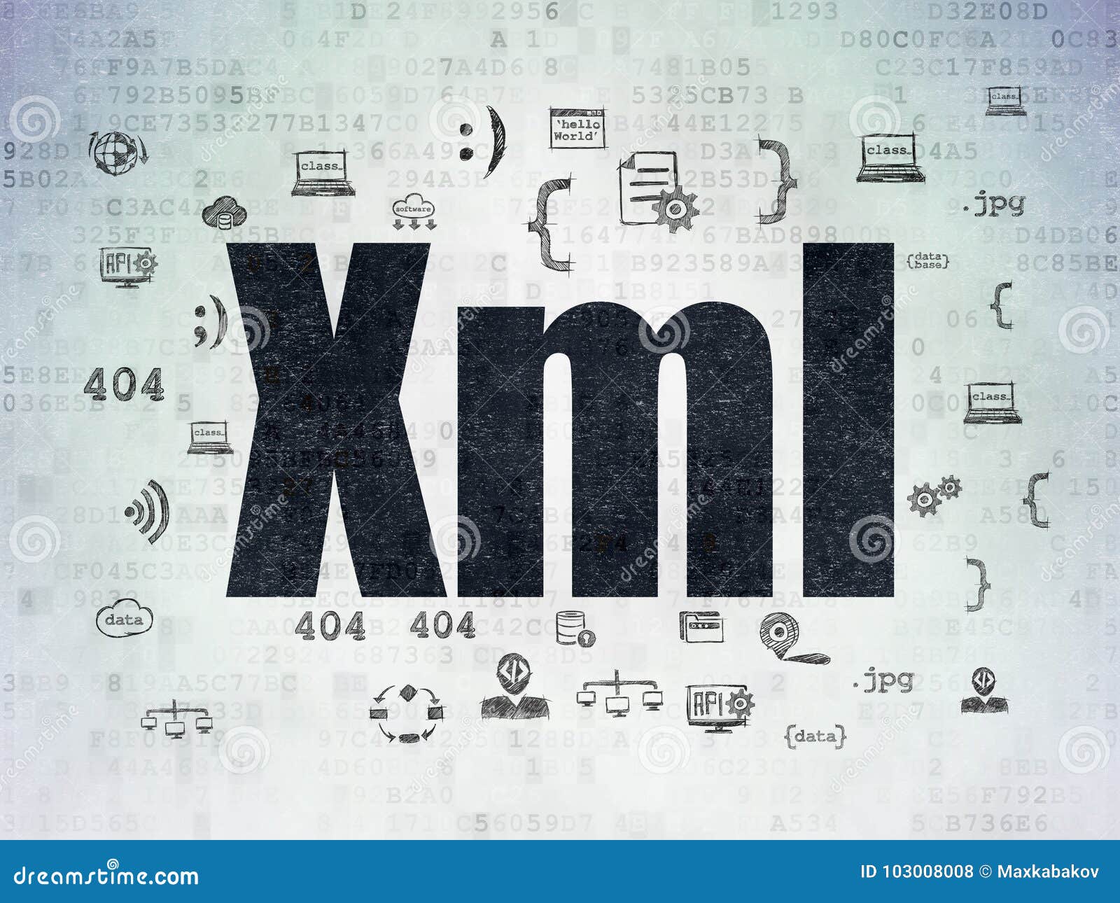 Programming Concept: Xml on Digital Data Paper Background Stock ...