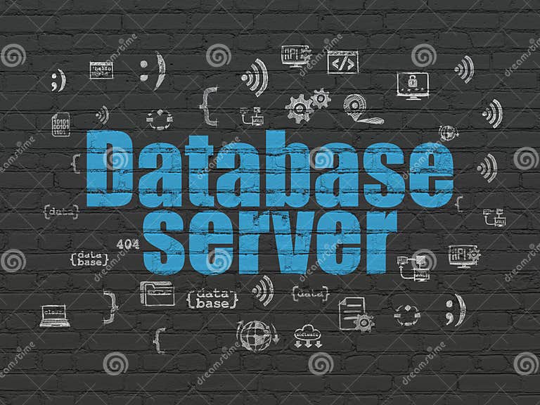 Programming Concept: Database Server on Wall Background Stock Illustration - Illustration of ...