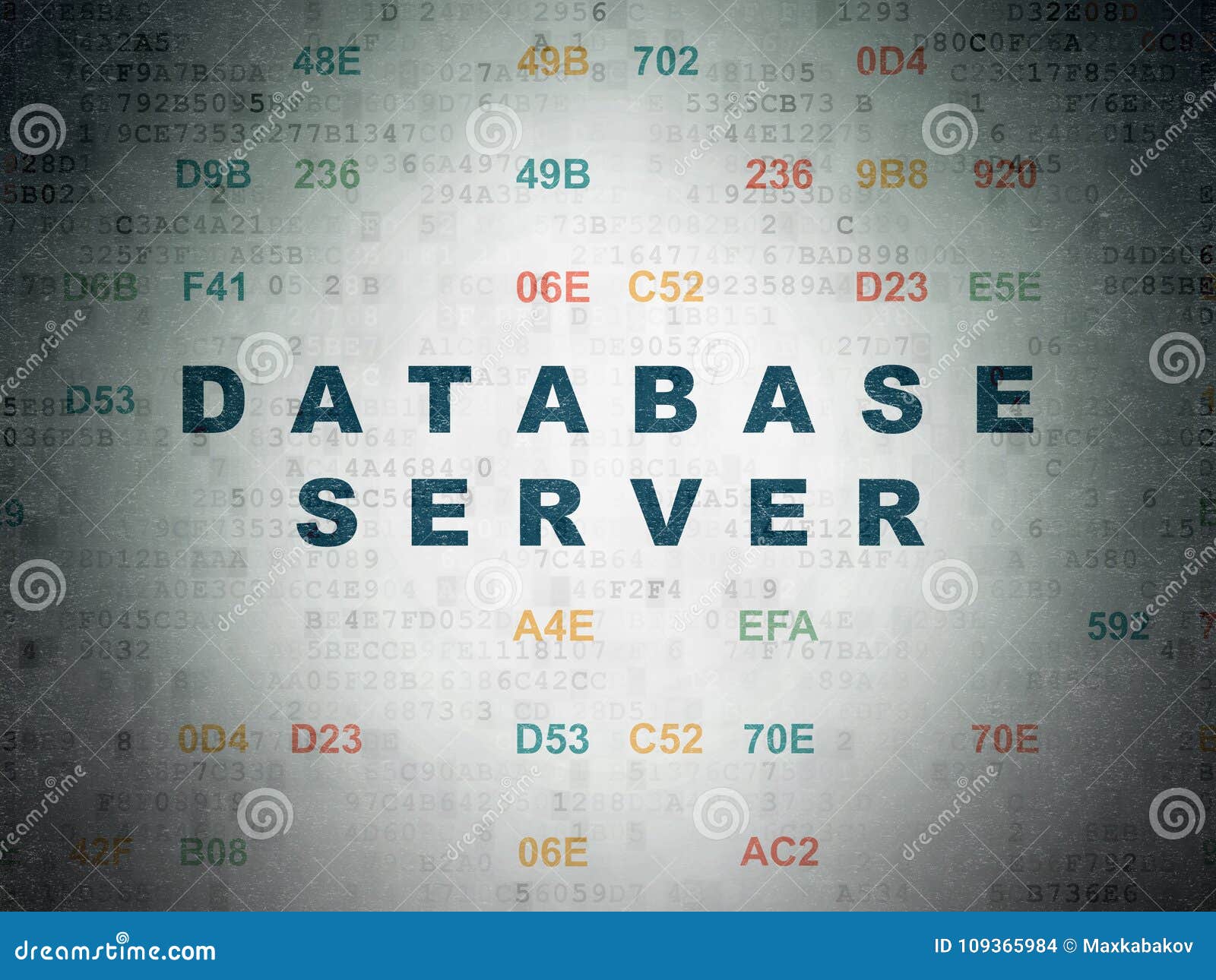 Programming Concept: Database Server on Digital Data Paper Background Stock Illustration ...