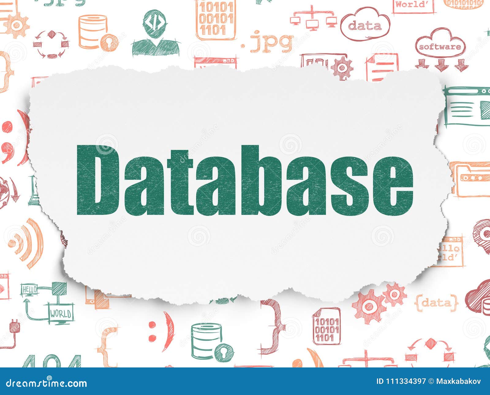 Programming Concept: Database on Torn Paper Background Stock ...