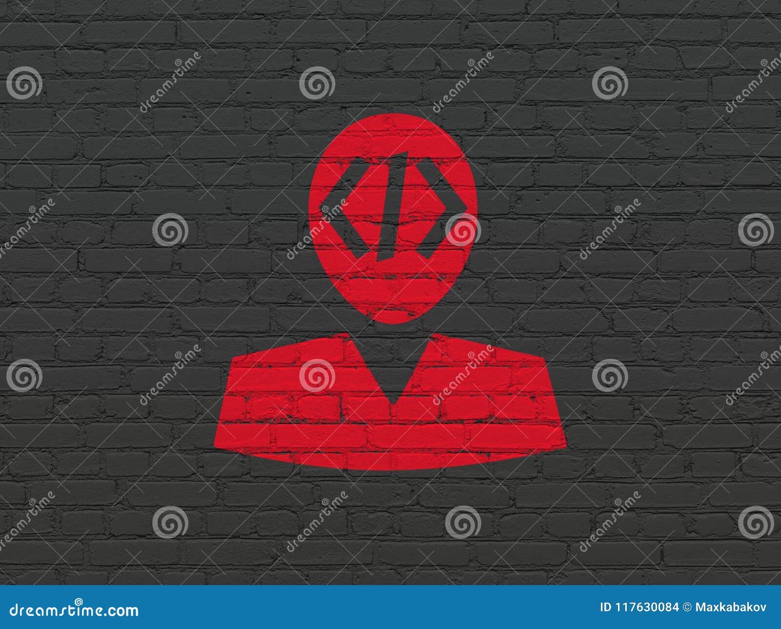 Programming Concept: Programmer on Wall Background Stock Illustration ...