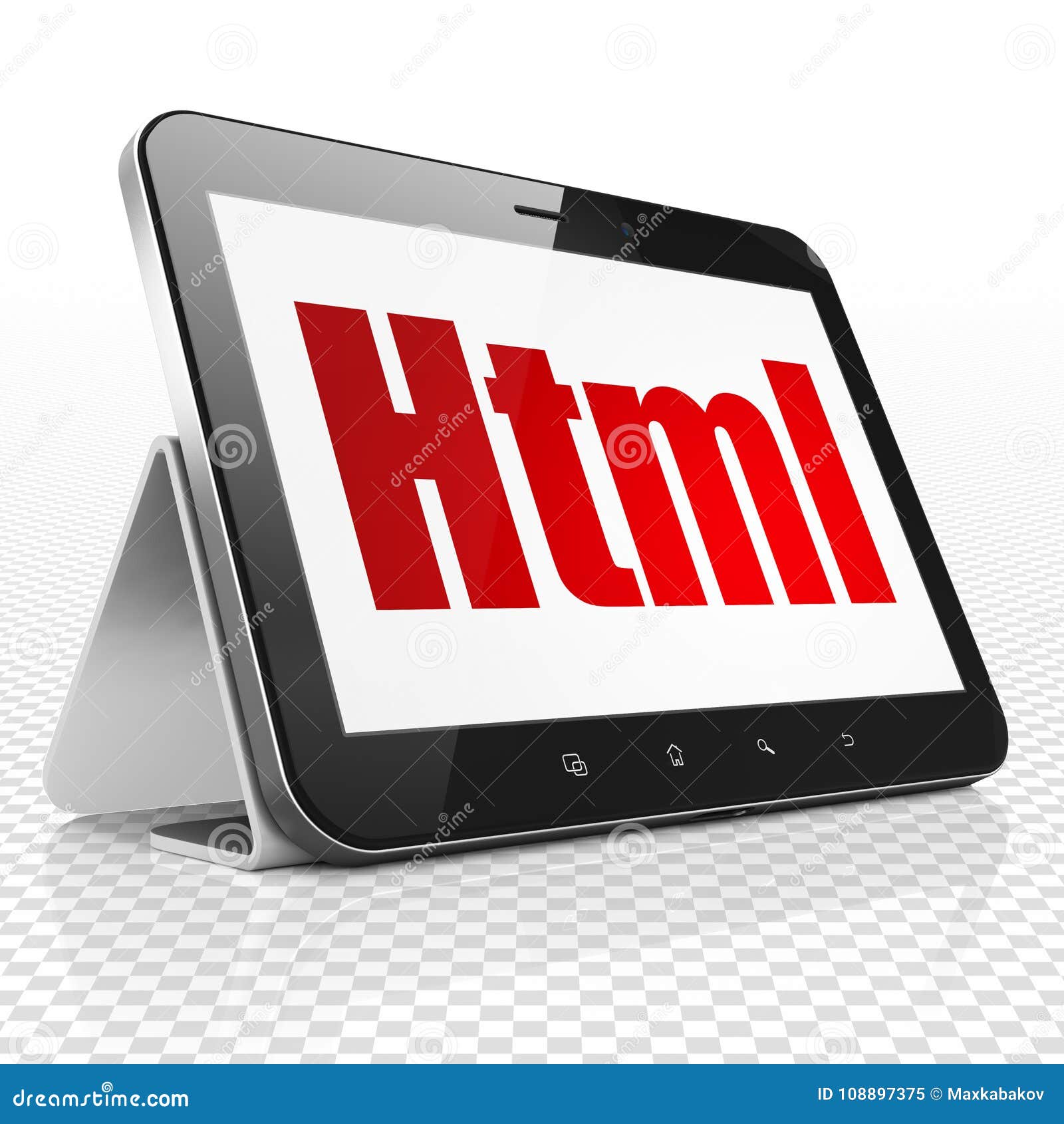 Programming Concept Tablet Computer With Html On Display Stock 1029