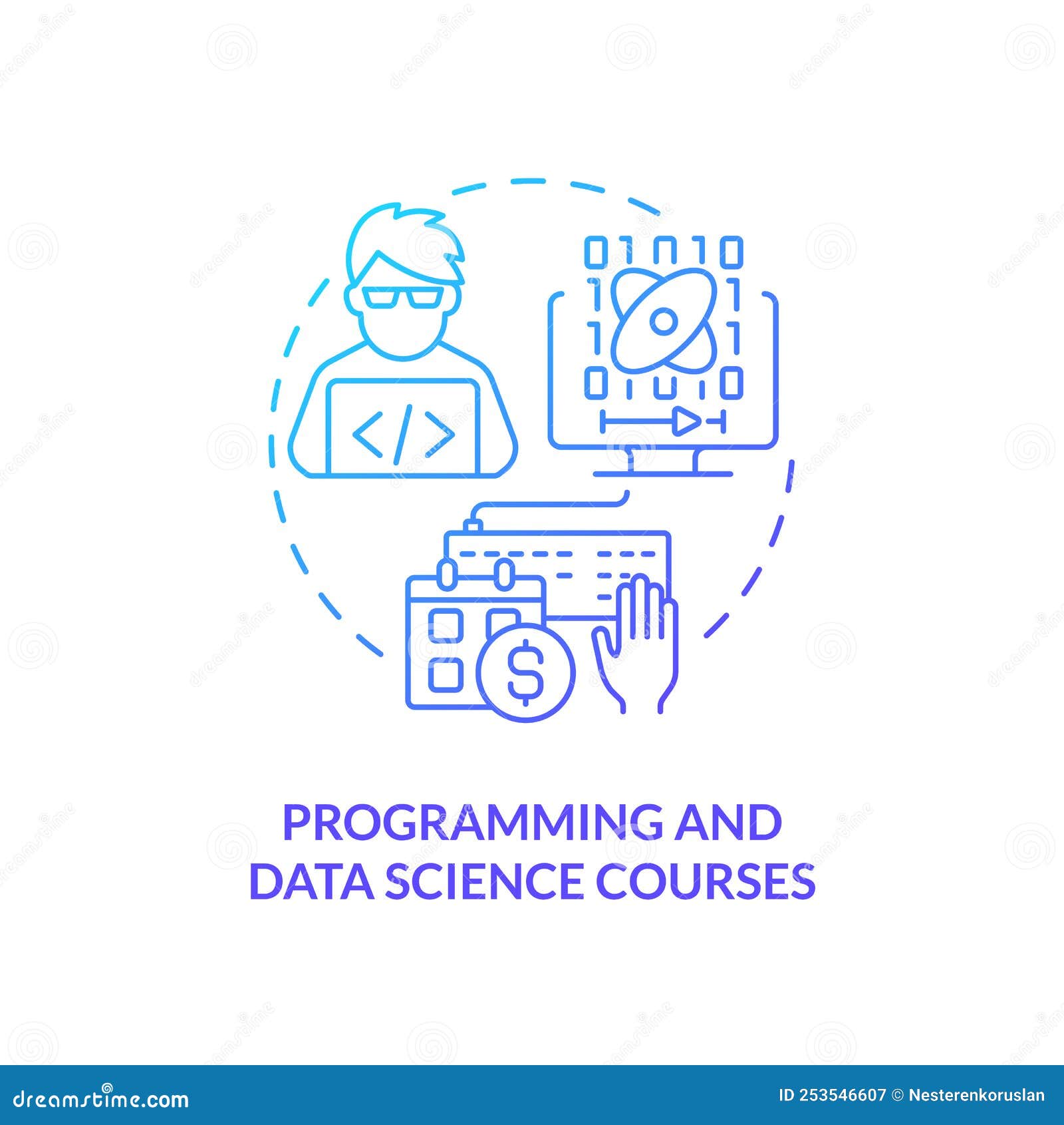 Programming and Data Science Courses Blue Gradient Concept Icon Stock ...