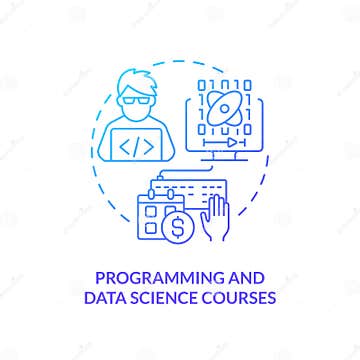 Programming and Data Science Courses Blue Gradient Concept Icon Stock ...