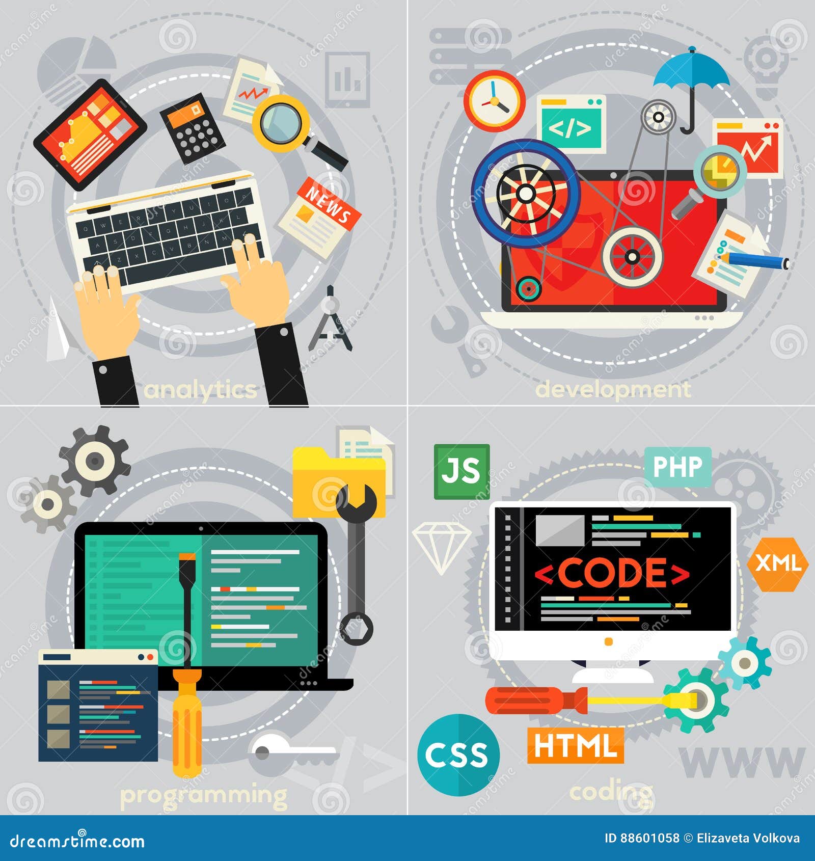 Programming, Development, Analytics and Coding Concept Banners Stock ... Programming, Development, Analytics and Coding Concept Banners Stock ...