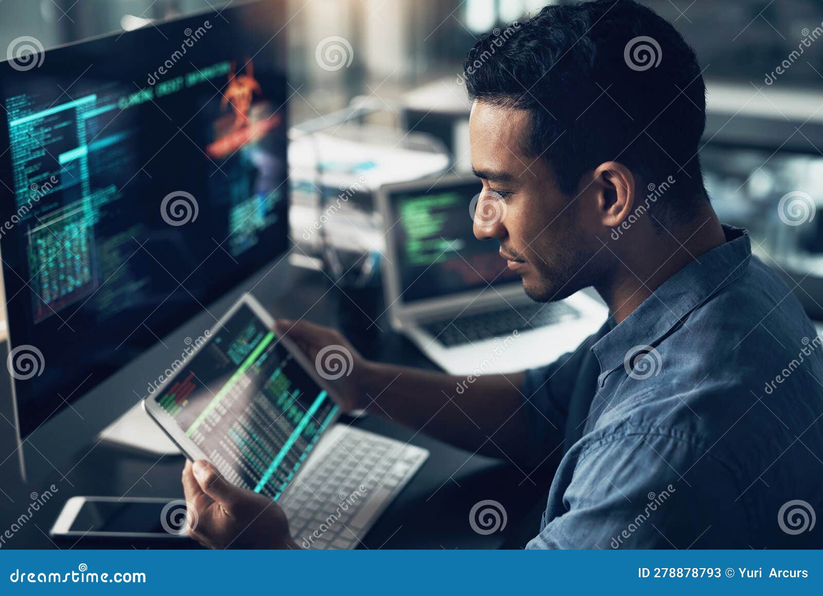 Programming, Employee and Man with a Tablet, Cyber Security and ...