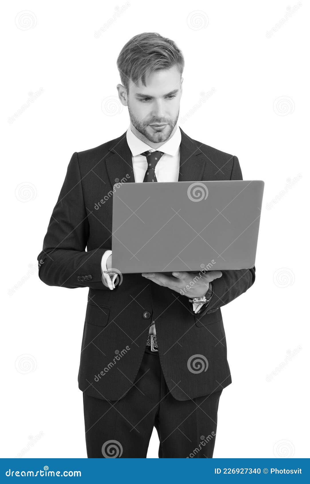 Programming Engineer in Formal Style Suit Use Laptop for Working Online ...
