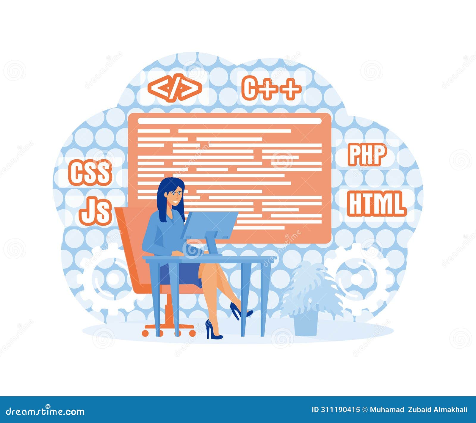 Programming And Engineering Development Girl Programmer Or Developer Create Code Programming