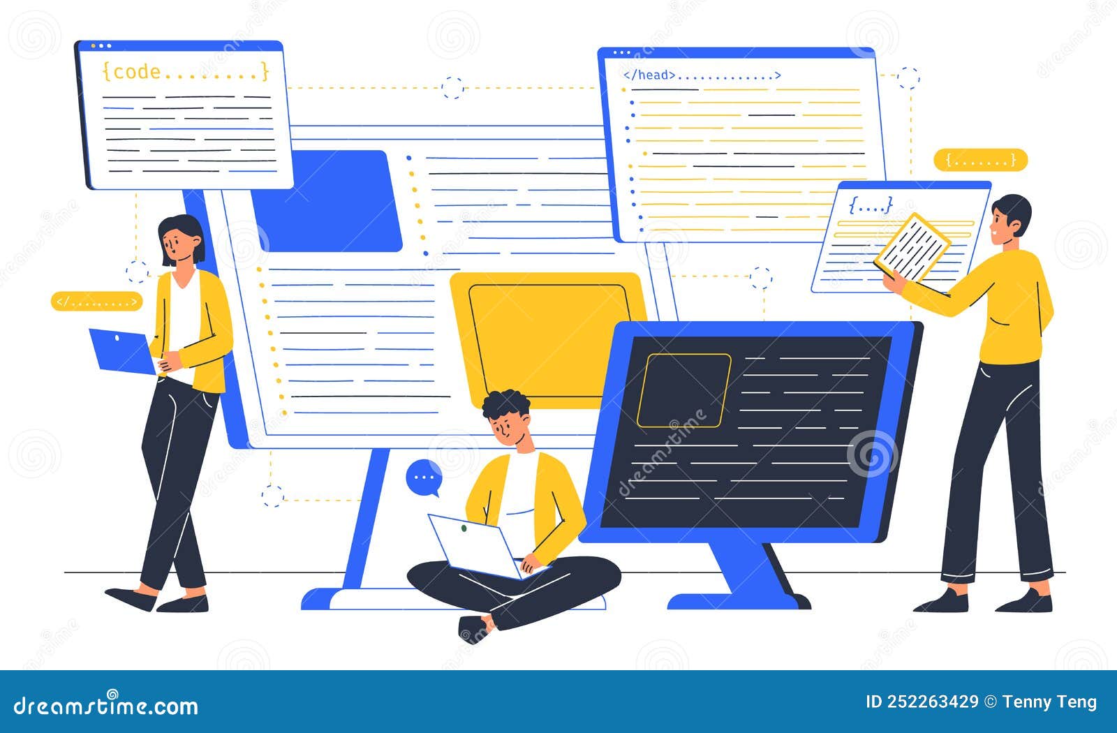 Programming Engineers Software Developers And Web Designers Concept Script Coding Web