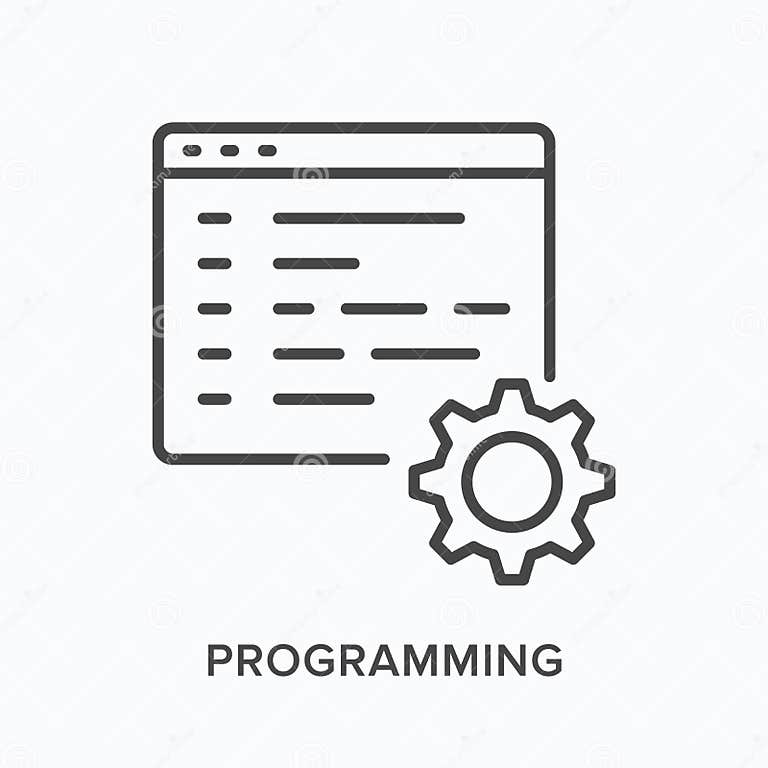 Programming Flat Line Icon. Vector Outline Illustration of Computer ...