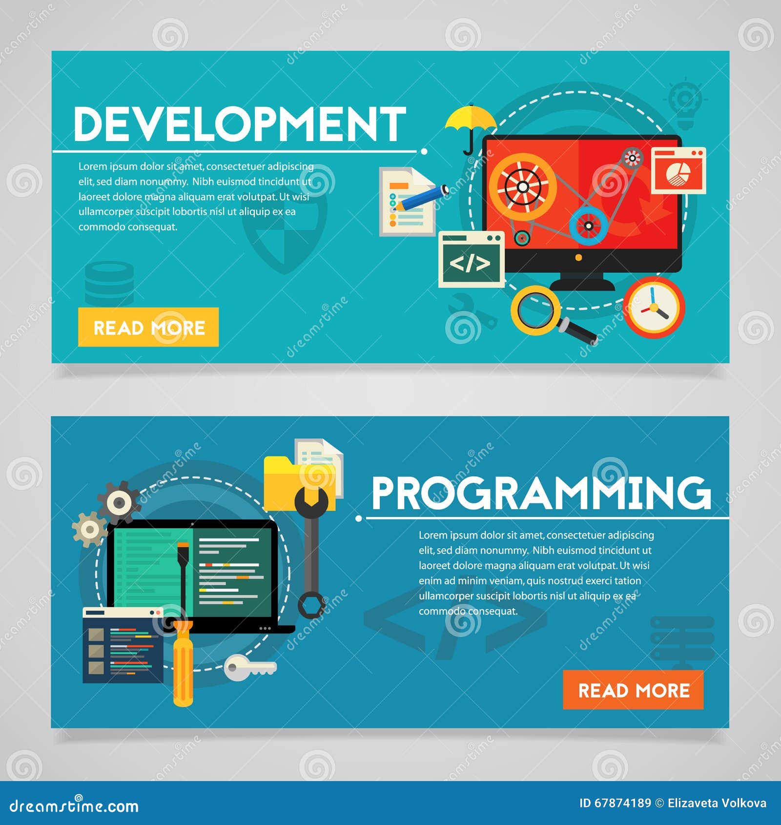 Programming And Graphic Design Concept Banners Stock Vector Illustration Of Adaptive Learning