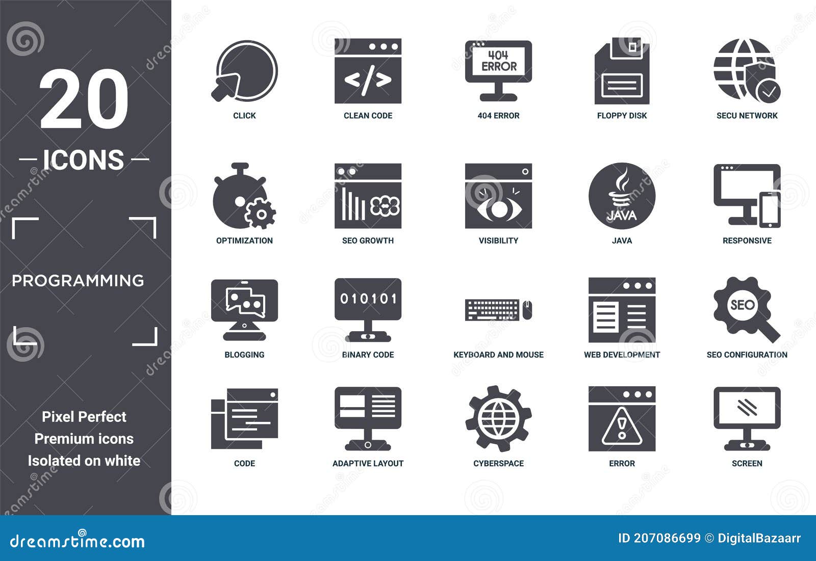 Programming Icon Set. Include Creative Elements As Click, Secu Network ...