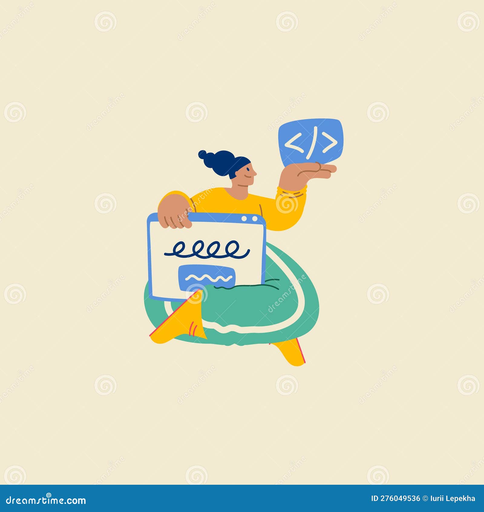 Programming Illustration. Different Characters Working on Web and Application Development on ...