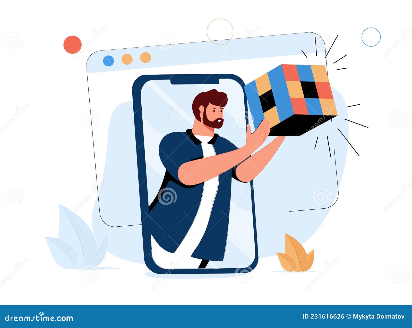 Programming Illustration. Programmer Working Place Illustration Concept. Flat Design ...