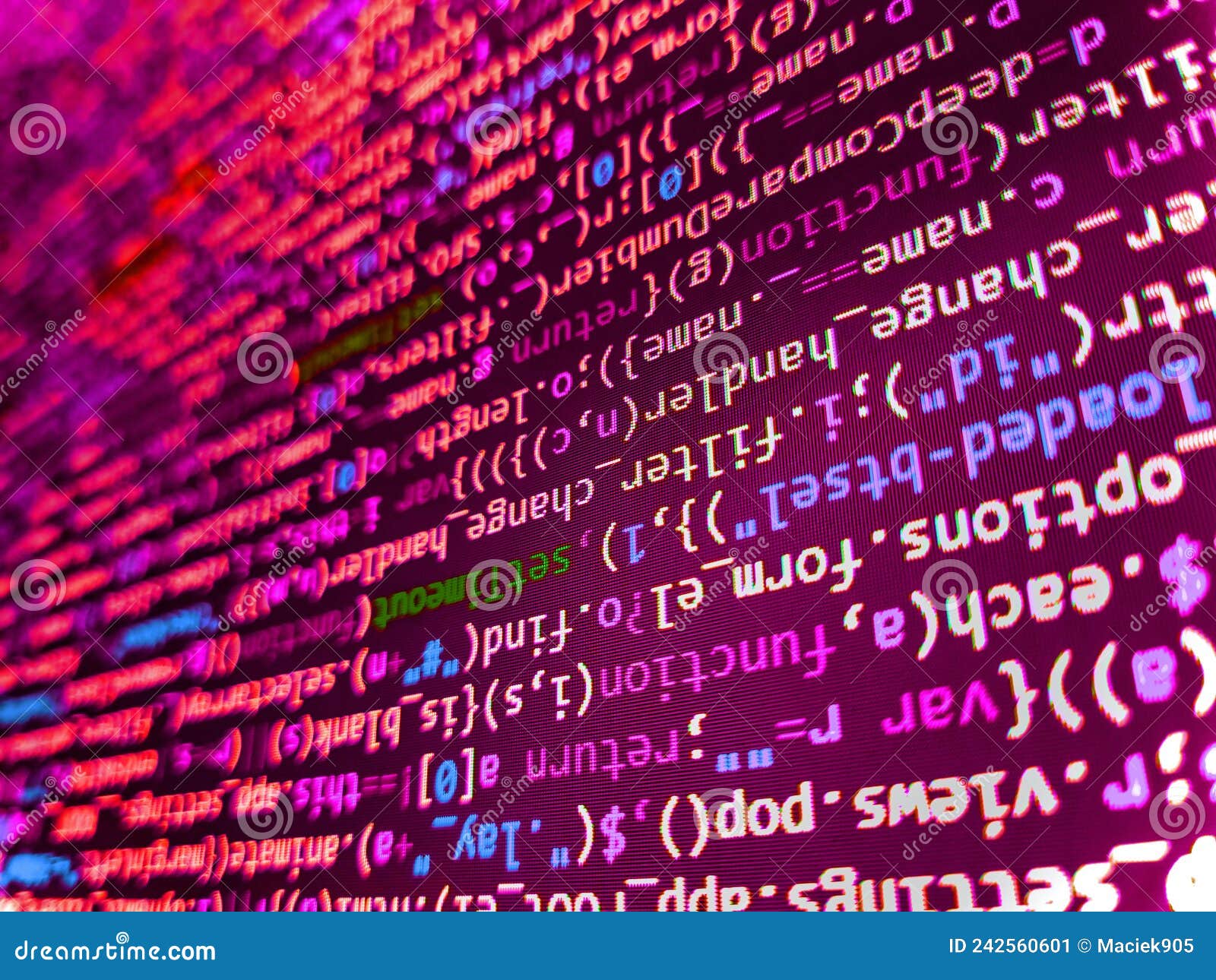 Programming of Internet Website. Screen of Web Developing Php Code on Dark Background Stock ...