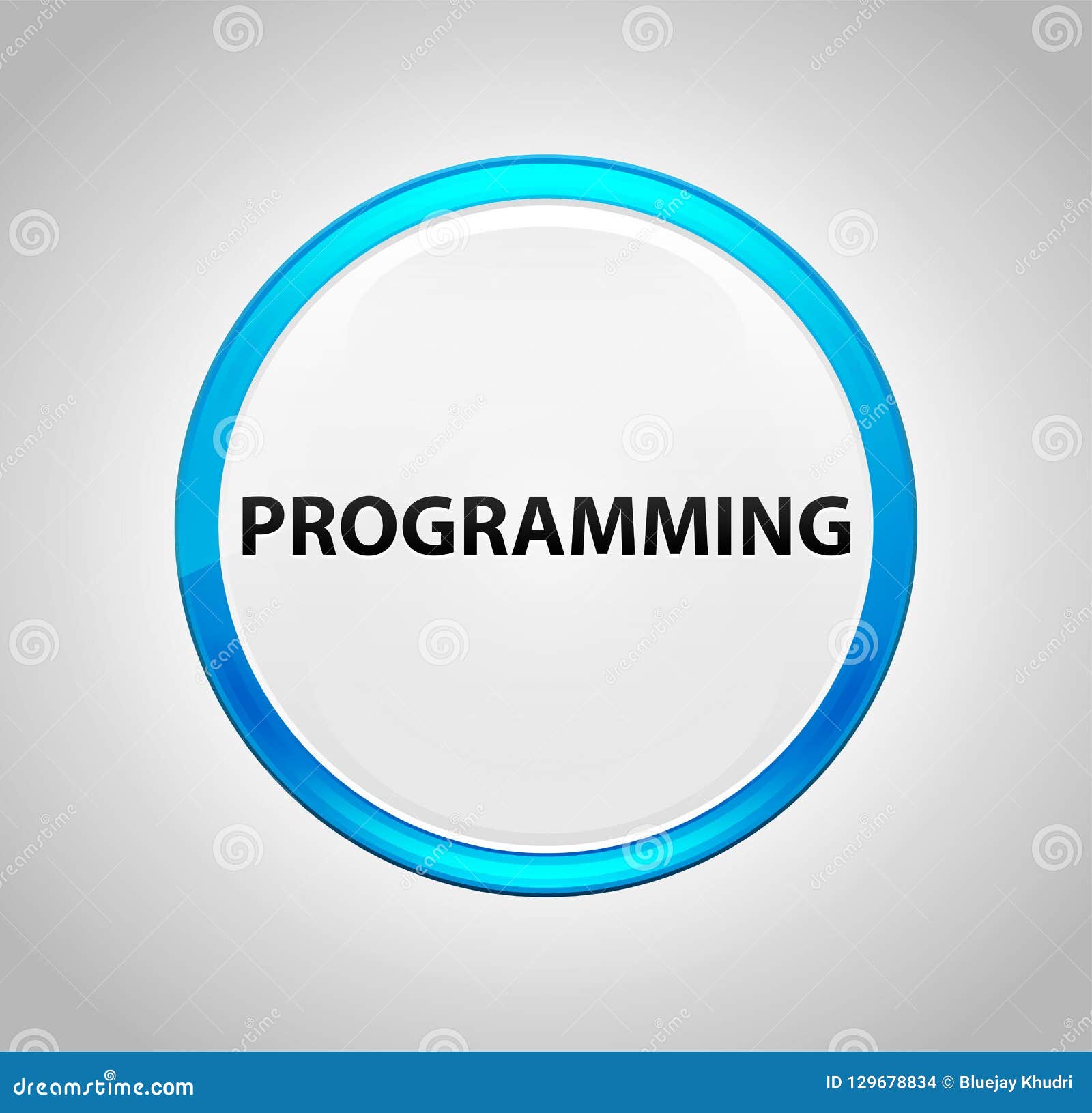 Programming Round Blue Push Button Stock Illustration - Illustration of ...