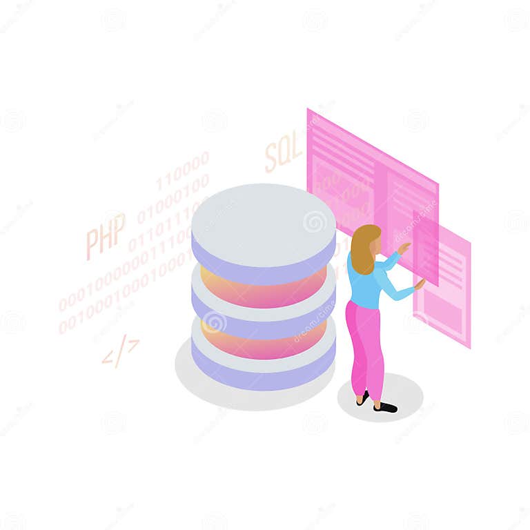 Programming Isometric Concept Stock Vector Illustration Of
