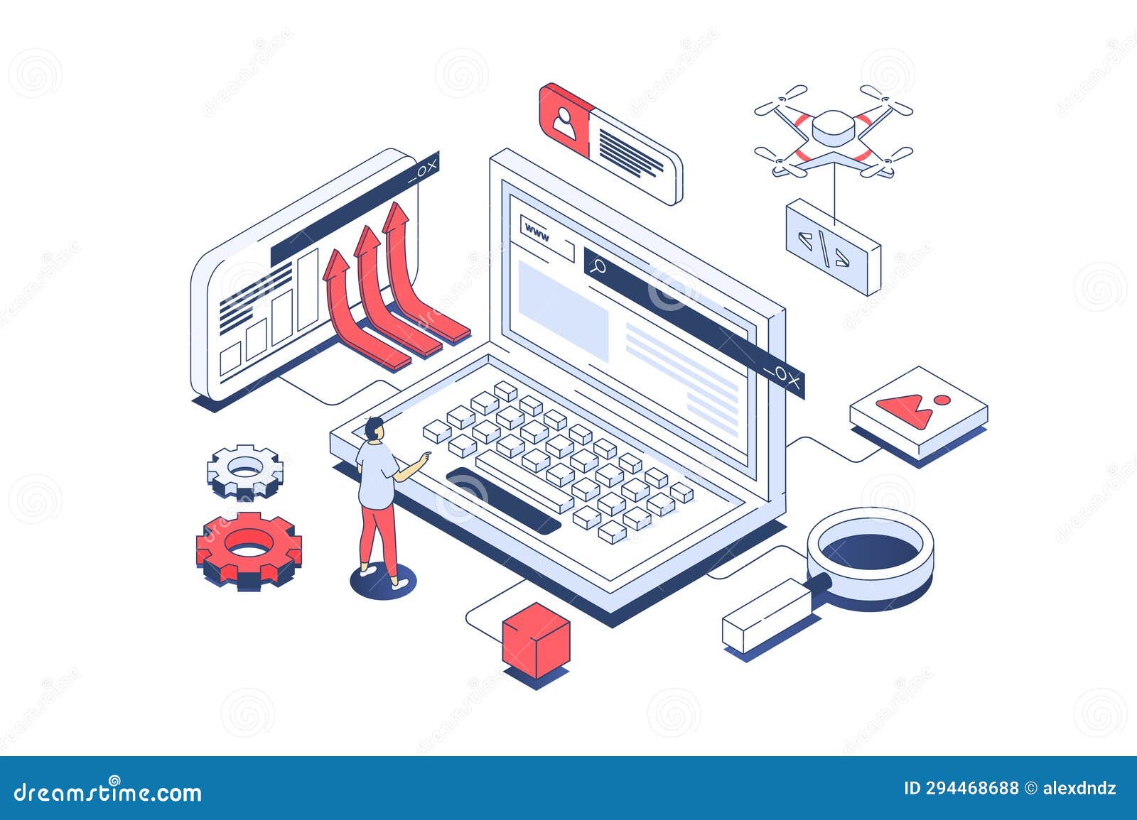 Programming Isometric Illustration Stock Vector - Illustration of background, process: 294468688