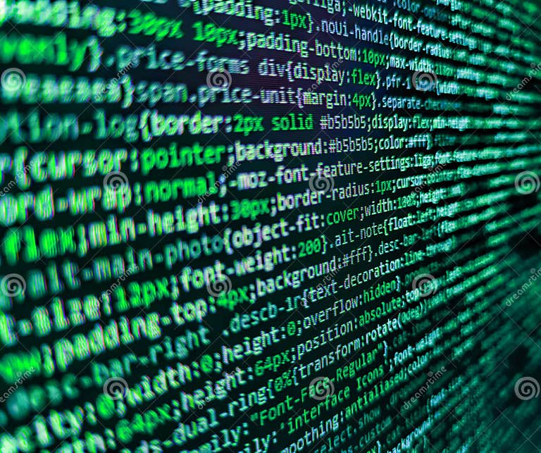 Programming Javascript on Laptop Computer Screen. Background of Software Developer Script ...