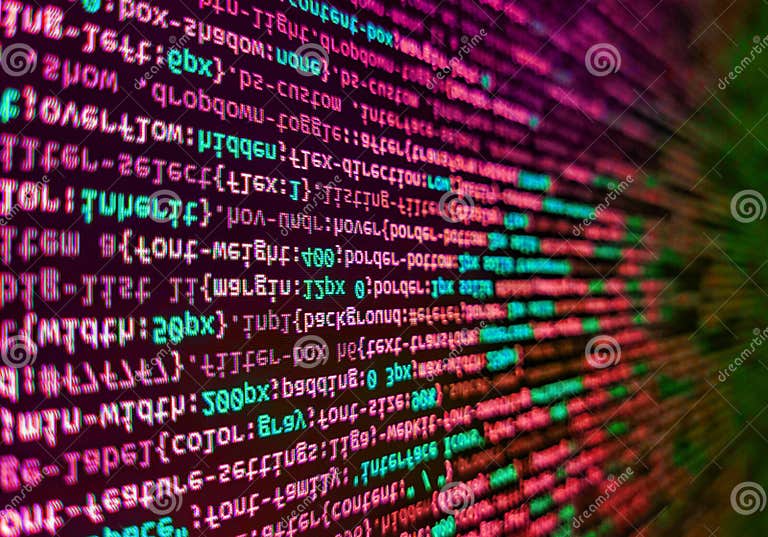 Programming Javascript on Laptop Computer Screen. Big Data Concepts Working in Cyberspace ...