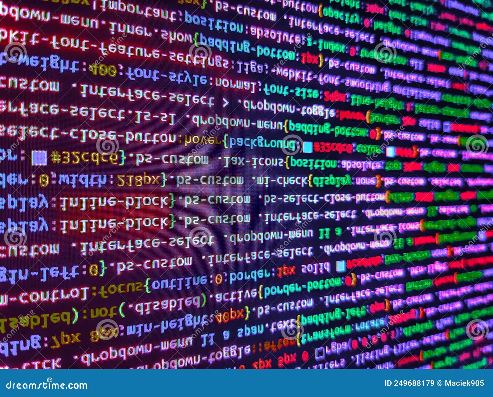 Programming Javascript On Laptop Computer Screen Matrix Byte Of Binary Data Rian Code Running