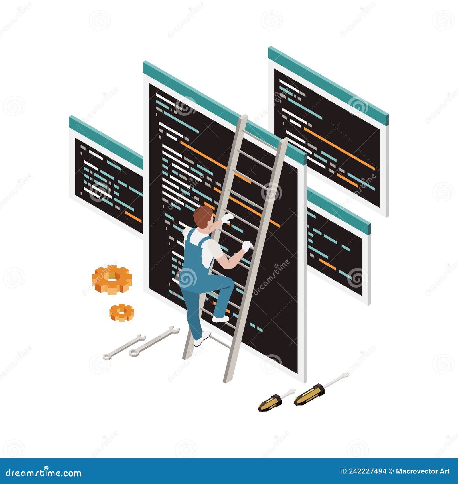 Programming On Ladder Composition Stock Vector Illustration Of Service Invention 242227494